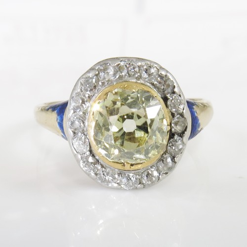MAGNIFICENT FANCY YELLOW NATURAL DIAMOND RING WITH OLD EUROPEAN CUT ...