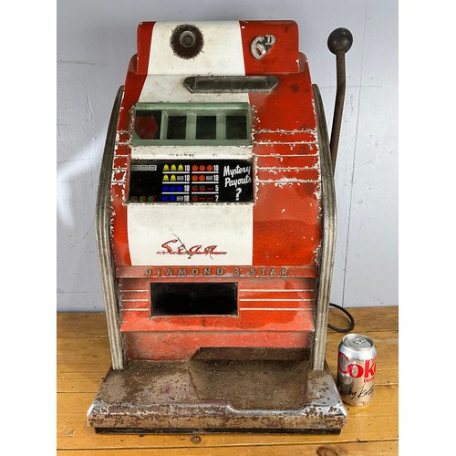 VINTAGE SEGA DIAMOND & STARS ONE ARM BANDIT / FRUIT MACHINE 68cm TALL