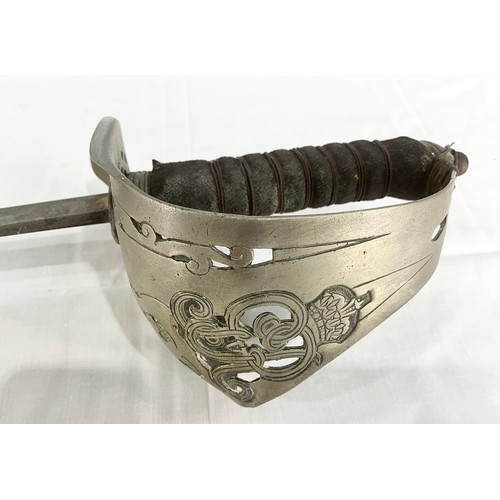 GEORGIAN INFANTRY OFFICERS SWORD, PIERCED BASKET GUARD WITH GEORGE V ...