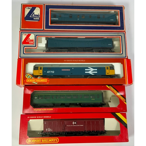 MODERN IMAGE SELECTION, HORNBY CLASS 47, 47712 , 2 LIMA PARCELS COACHES ...