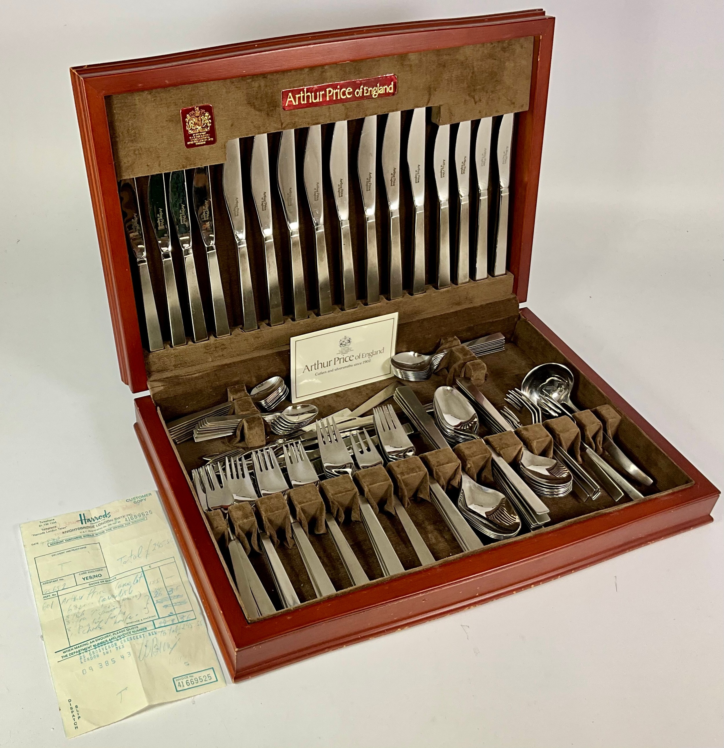 ARTHUR PRICE CANTEEN OF CUTLERY APPEARS COMPLETE AND HAS A HARRODS ...