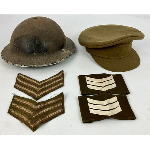 VINTAGE ARP STYLE HARD HAT, MILITARY CAP AND STRIPES