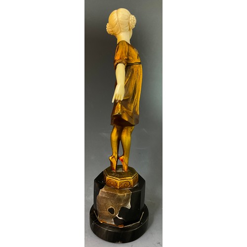 BRONZE AND IVORY DECO STYLE SCULPTURE ENTITLED ‘LIESELOTTE’ AND SIGNED ...