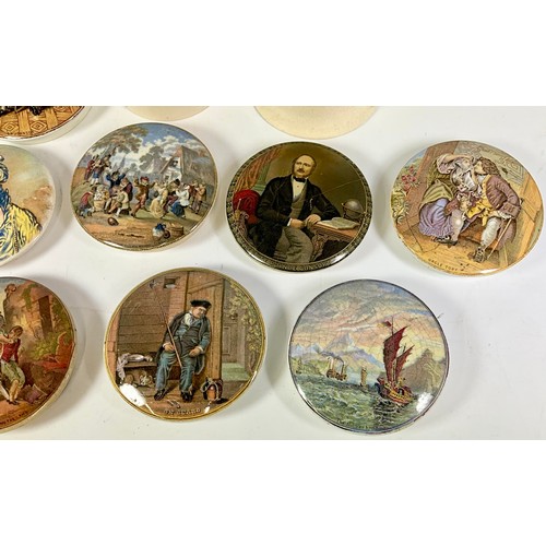 COLLECTION OF PRATTWARE POTS AND LIDS TOGETHER WITH STAFFORDSHIRE ...