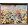 GERRY FACEY (20TH CENTURY BRITISH SCHOOL), ABSTRACT LANDSCAPE IN ORANGE ...