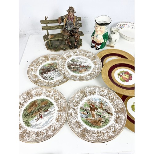 TRAY OF DECORATIVE CERAMICS INCLUDING CAPODIMONTE TRAMP MODE , ROYAL ...