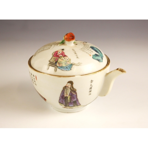 A Chinese porcelain 'Wu Shuang Pu' teapot and cover, Guangxu period ...