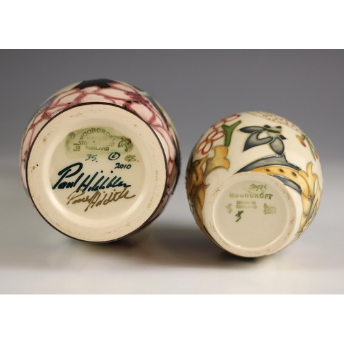 A Moorcroft vase, 20th century, in the 'Golden Lily' pattern, of ovoid ...