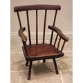 A primitive stained ash comb back chair, probably West Country, late ...
