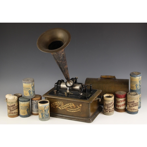 An oak cased Thomas A. Edison Standard cylinder phonograph, early 20th ...
