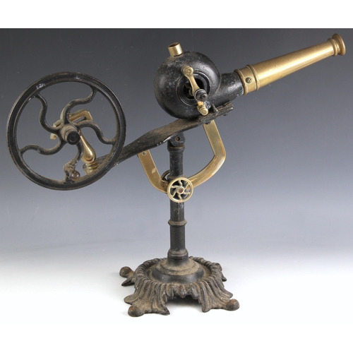 Victorian cast iron and brass mechanical freestanding peat bellows ...