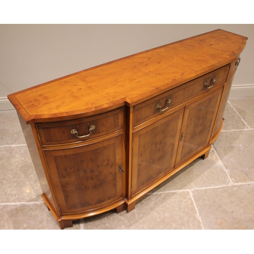 A Bevan Funnell Reprodux Regency style yew wood bowfront sideboard ...