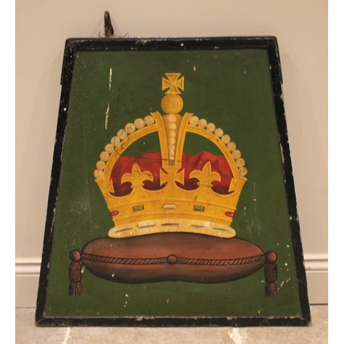 A painted wooden double-sided wall hanging pub sign for 'The Crown ...