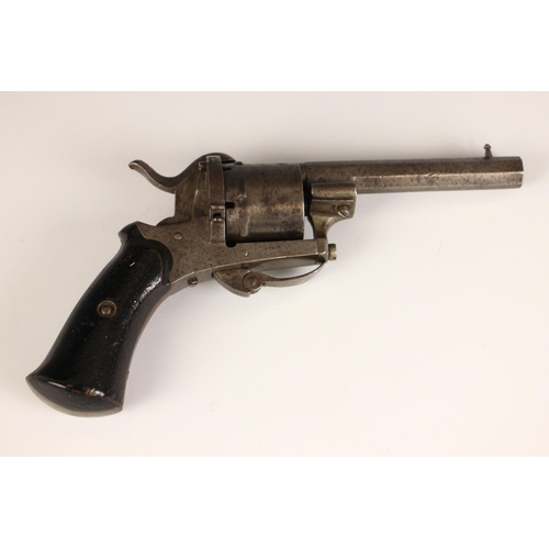 A continental rimfire six shot revolver, mid 19th century, with sighted ...