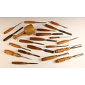 A collection of twenty vintage carving chisels and gouges, makers to ...