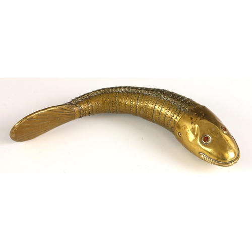 A 19th century gilt brass Indian Medina fish, of articulated design ...