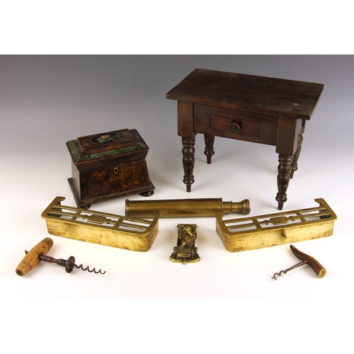 A Victorian stained wood apprentice desk, modelled on turned legs with ...