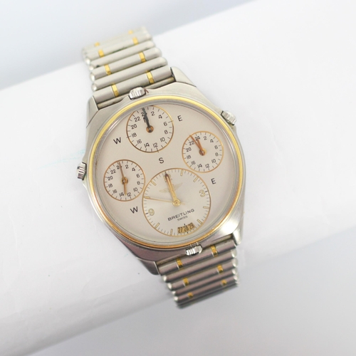 A late 20th century stainless steel Breitling World Timer quartz ...