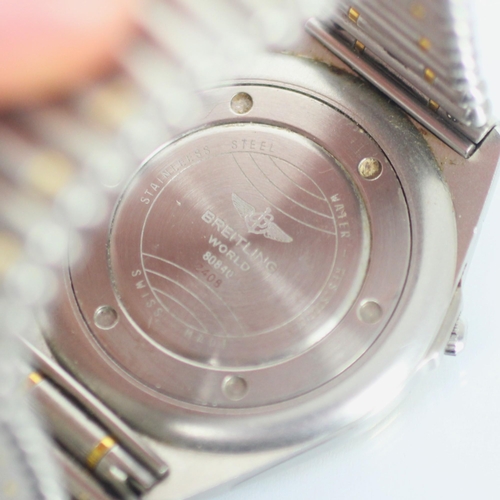 A late 20th century stainless steel Breitling World Timer quartz ...