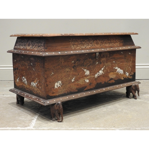 An Anglo-Indian hardwood and bone and ivory inlaid chest, early 20th ...