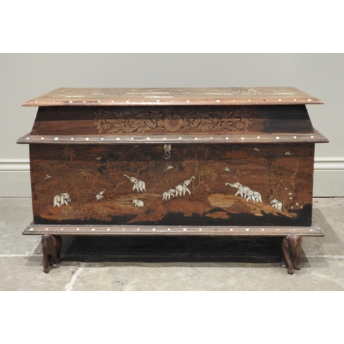 An Anglo-Indian hardwood and bone and ivory inlaid chest, early 20th ...