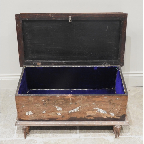 An Anglo-Indian hardwood and bone and ivory inlaid chest, early 20th ...