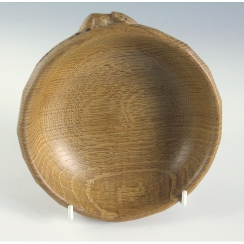 Workshop of Robert 'Mouseman' Thompson, an adzed oak nut bowl, carved ...
