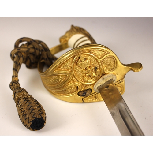 A George VI Royal Navy 1827 pattern officer's dress sword, the 79cm ...