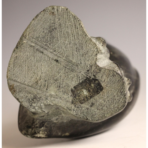A Canadian contemporary Inuk stone carving by Bobby Ilisituk of Quebec ...
