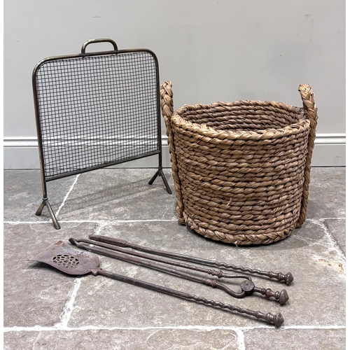 A set of three blacksmith-made fire irons of country house proportions ...