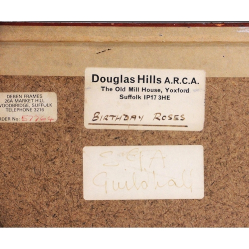 Douglas Hills A.R.C.A. (1924-1988), 'Birthday Roses', Watercolour over ...