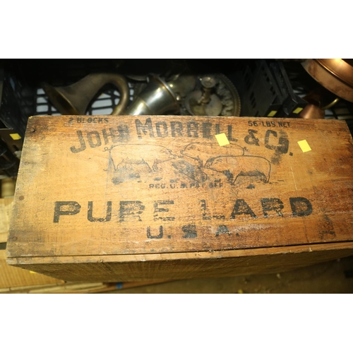VINTAGE JOHN MORRELL LARD BOX - 3 BOXES & LINEN BIN