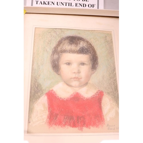 3 pictures (pastel by Anne Read, portrait of young girl & 2 others)