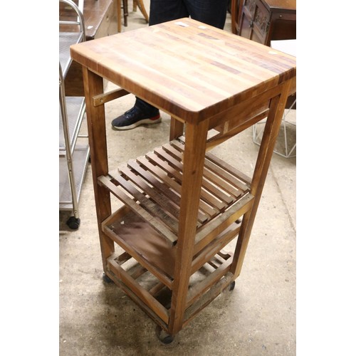 Small kitchen stand with drawer, chopping top & wine rack bottom