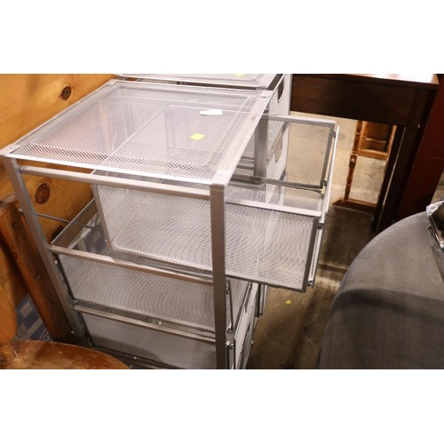 2x metal four drawer wire mesh drawers