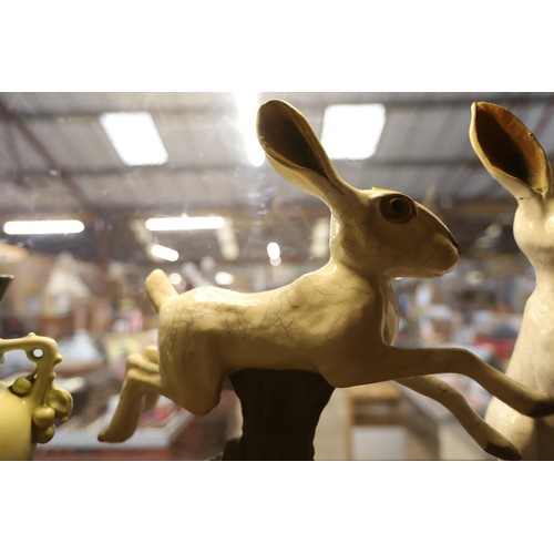 4 ceramic hares