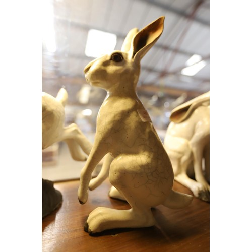4 ceramic hares