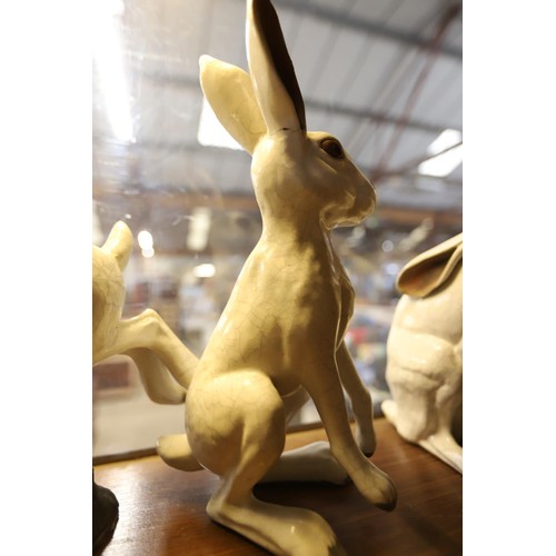 4 ceramic hares