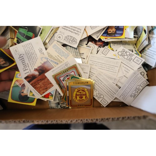 Box of 1980s Panini stickers