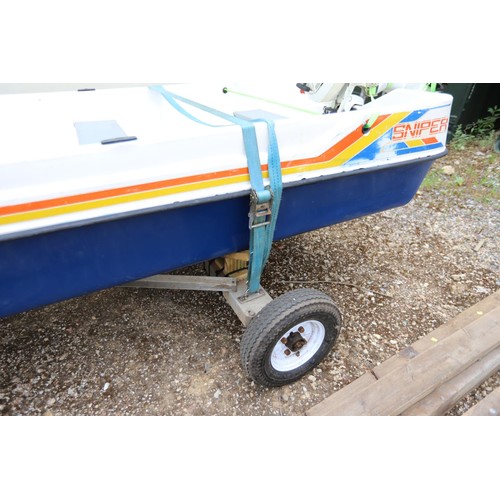 10ft sniper boat, single axle trailer & Johnsons 4HP 2-stroke outboards