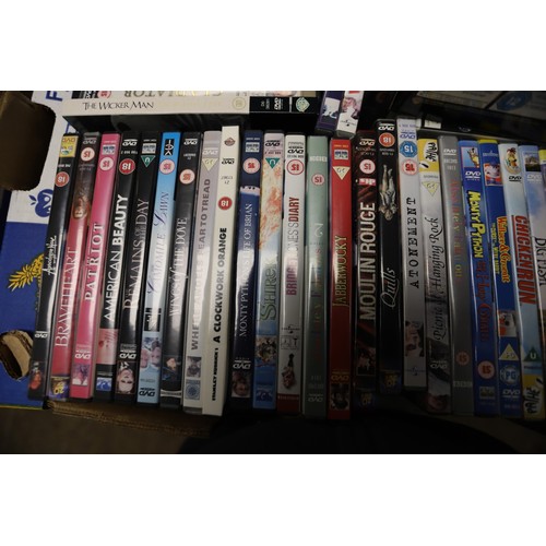2 boxes of DVDs