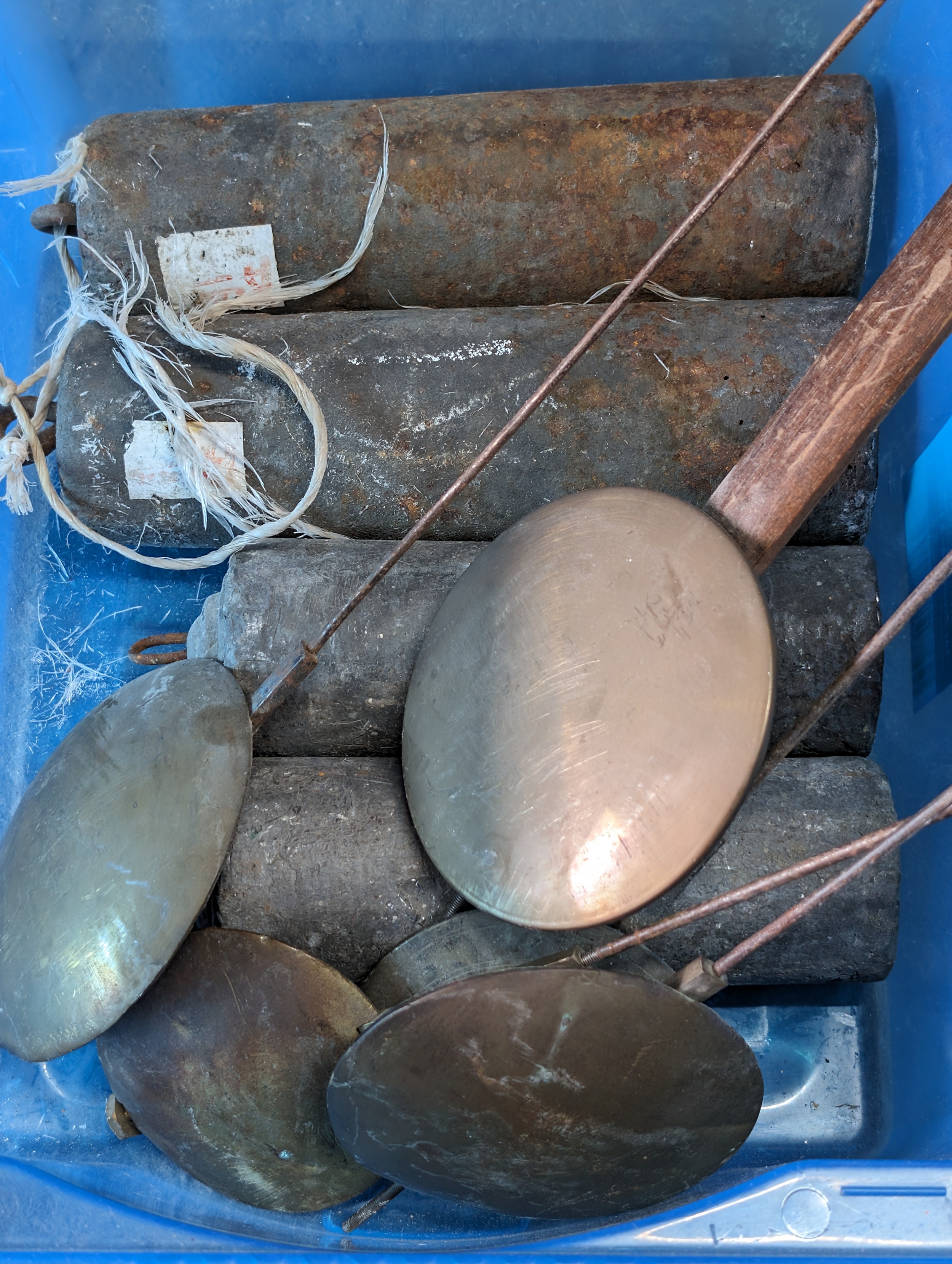 Box 18th Century Longcase Clock Pendulums and Lead Weights, 5 Pendulums ...