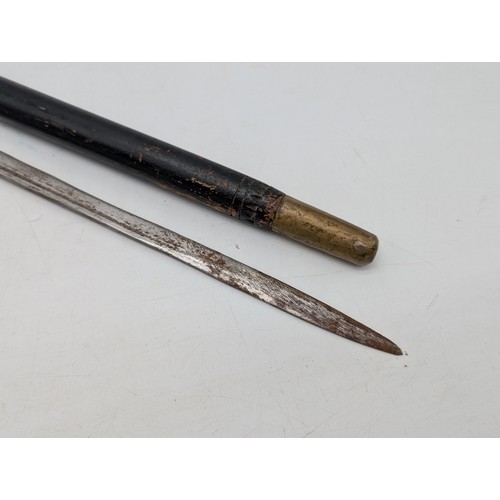 57cm Bone & Ebony Sword Stick, Ebony Sheath With Bone Collar. Missing ...