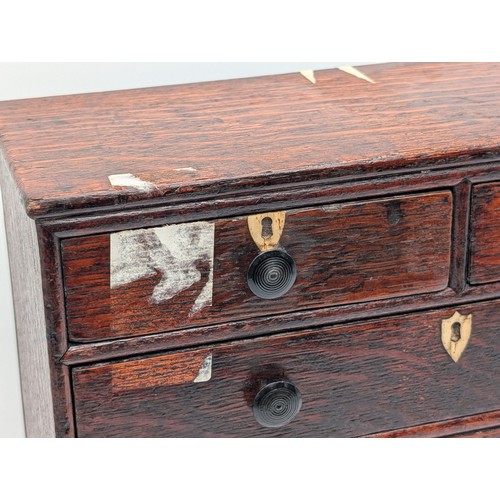 Georgian Miniature Mahogany Table Top Chest of Drawers Good Order12x12x5"