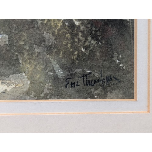 Small Attractive Watercolor - Cottages Near River / Arch Bridge Signed ...