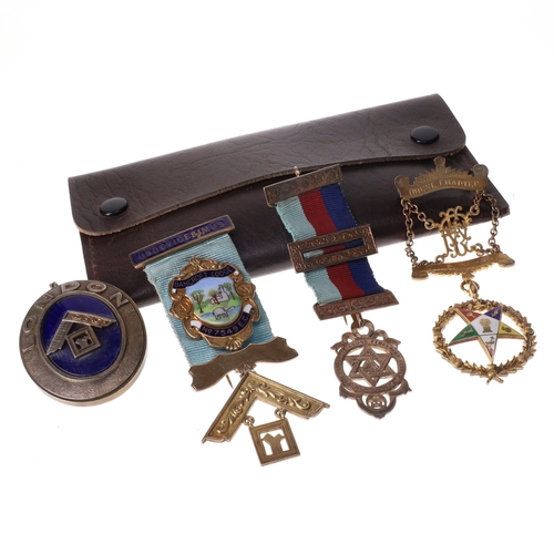 Silver Masonic Jewel Collection inc. London Collar Jewel, Past Master, 95g