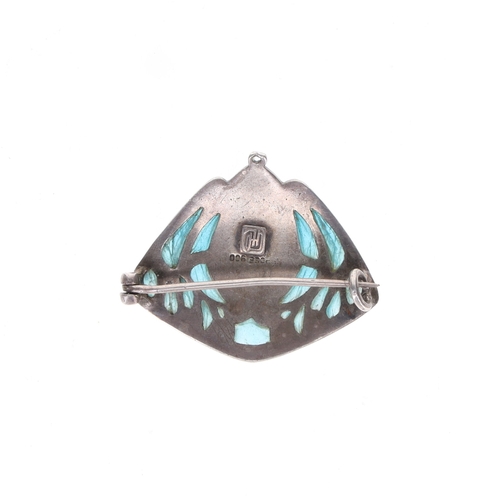 Heinrich Levinger Art Nouveau Silver Plique A Jour Brooch, 6.9g