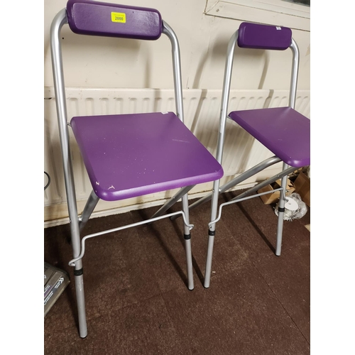 2 crome and purple foldaway kitchen/bar stools 98cm height