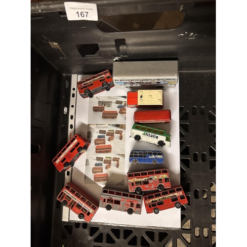 Collection of play worn die cast toy buses