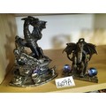 2 MYTH AND MAGIC heavy cast metal statues with crystals. "2000 , 1 year ...